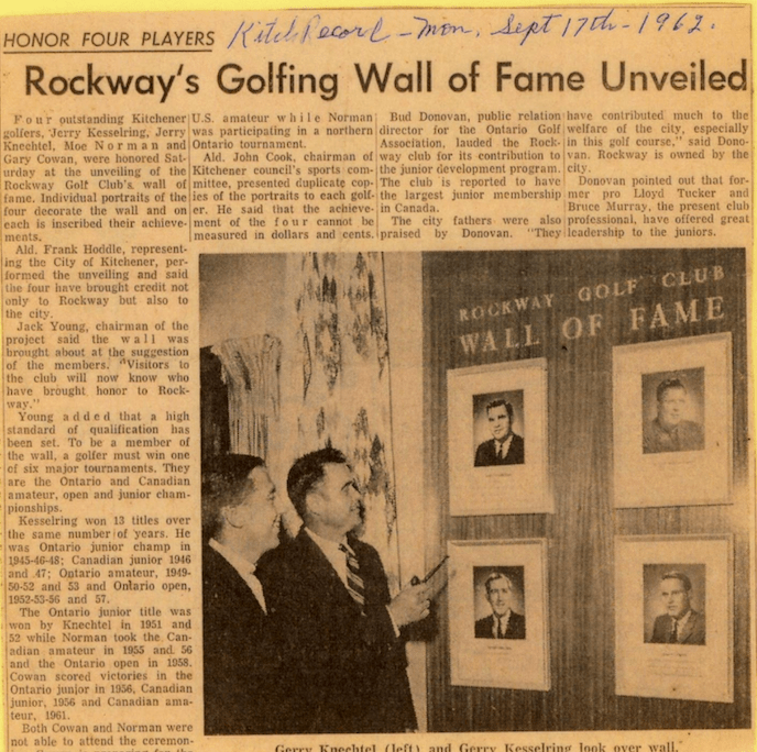 Moe Norman on Rockway’s Golfing Hall of Fame – Kitchener’s Record